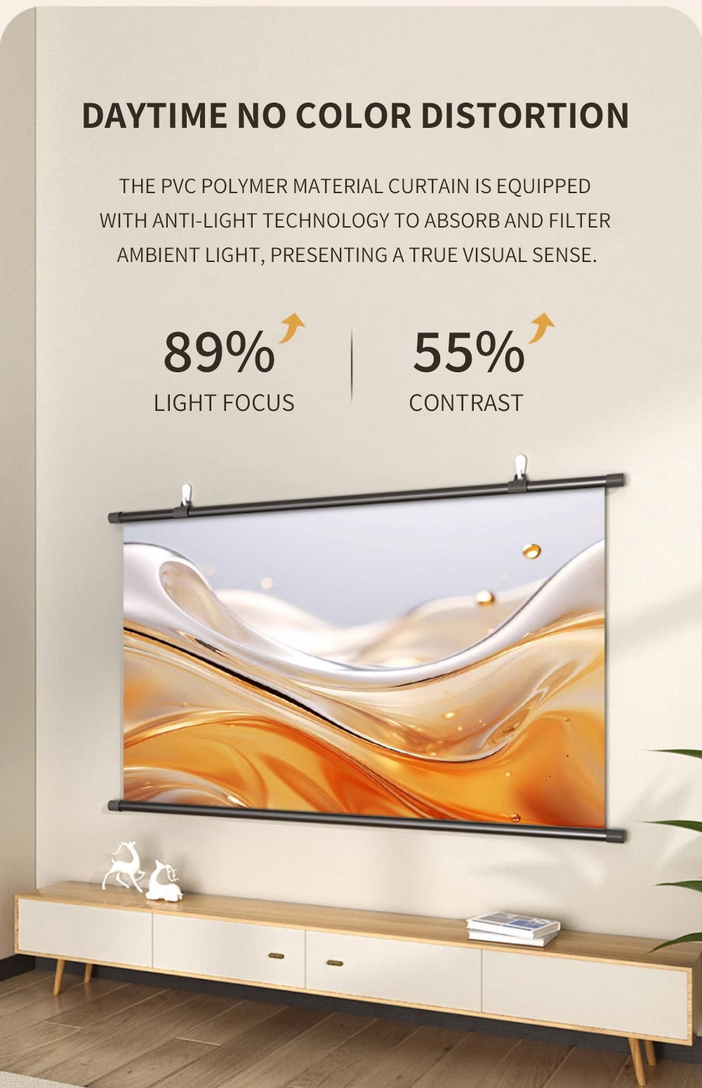 anti-light projector screen pull down roll up white screen for ...