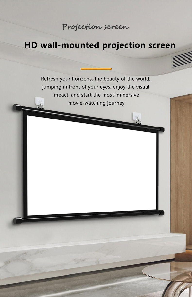 glass fibre white screen for projector pull down roll up projector ...