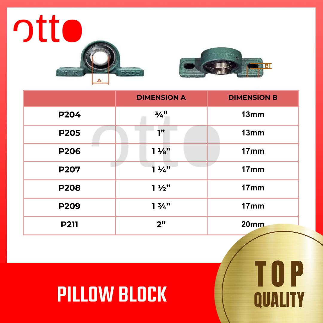 Pillow Block Bearing - 2 Bolt - P204/P205/P206/P207/P208/P209/P211 High ...