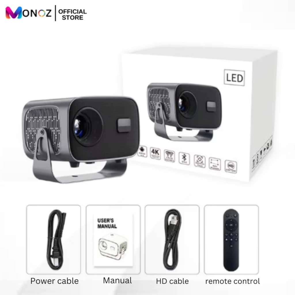 MONOZ A10 Projector Android HD 5G TOP WIFI LED Screen Mini Projector ...