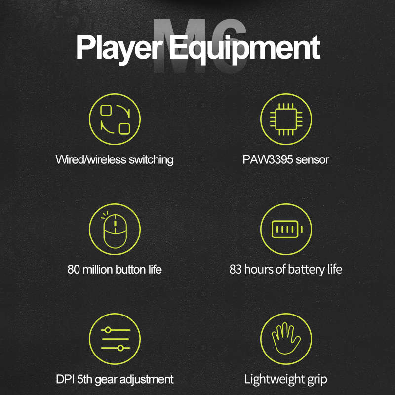 Zifriend M6 PAW 3395 Sensor Lightweight Wireless Gaming Mouse Tri-Mode 26K DPI 1K Hz Kailh GM8.0 ...