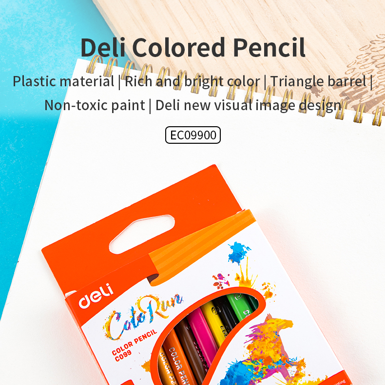 Deli 12 Pcs Color Pencils Set Short Art Pencil Non-Toxic Colored Lead ...