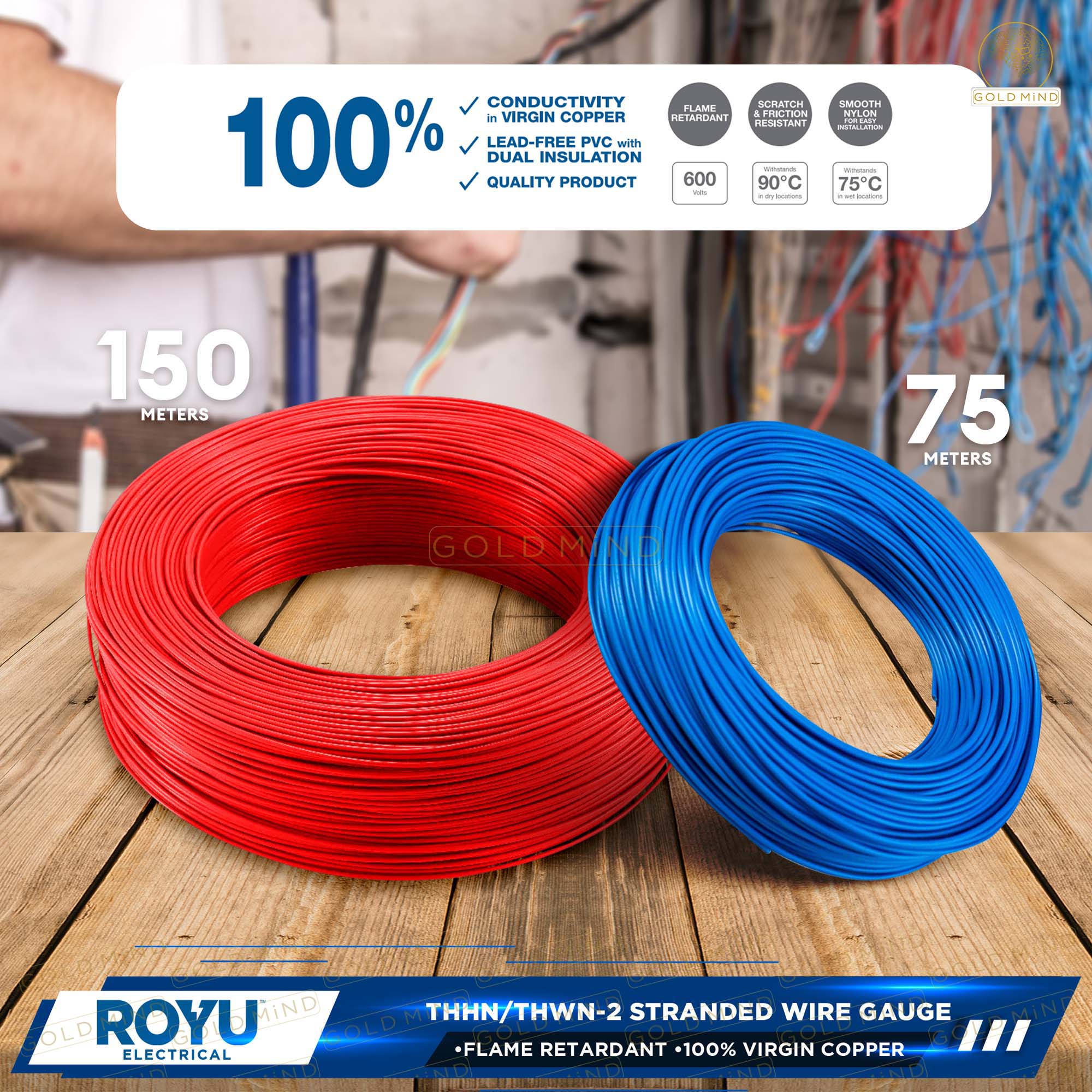 Royu Original THHN/THWN-2 600 V Conventional Stranded Wire 75 & 150 ...