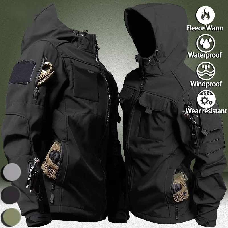 Tops Winter Tactical Jackets Men Outdoor Waterproof Hood Windbreaker ...