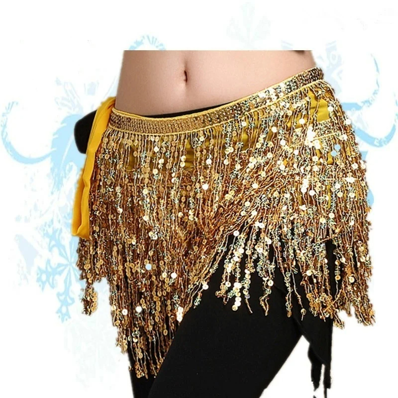 1Pcs Four Layers Tassel Fringe Hip Scarf Belly Dance Skirt Adjustable ...