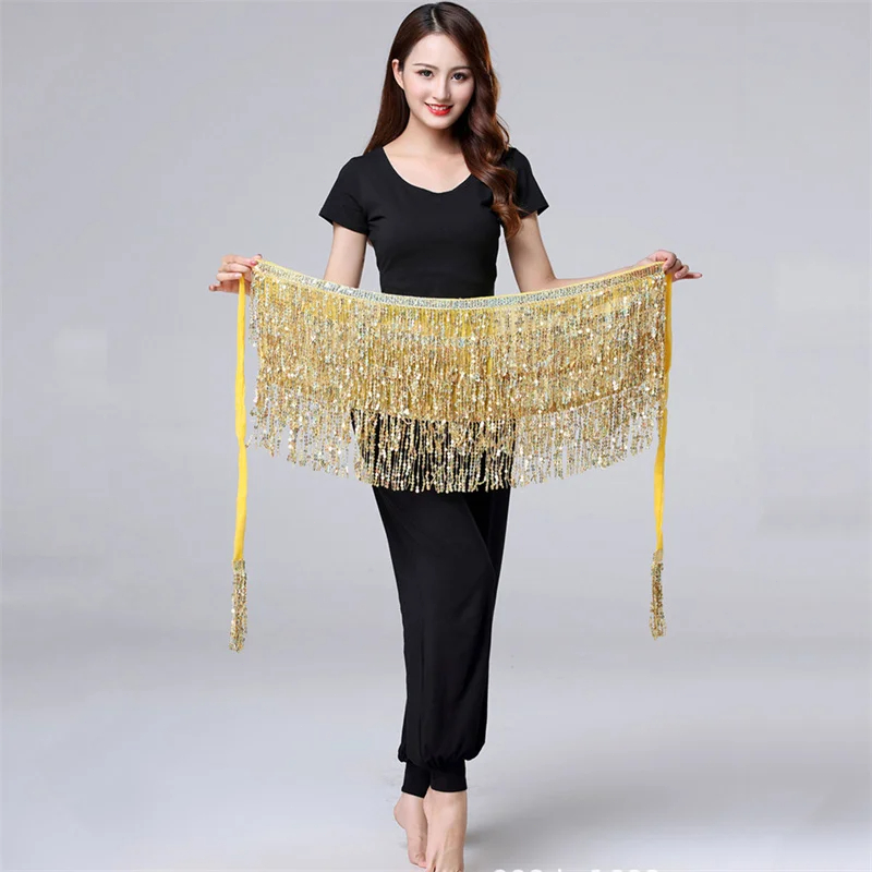 1Pcs Four Layers Tassel Fringe Hip Scarf Belly Dance Skirt Adjustable ...