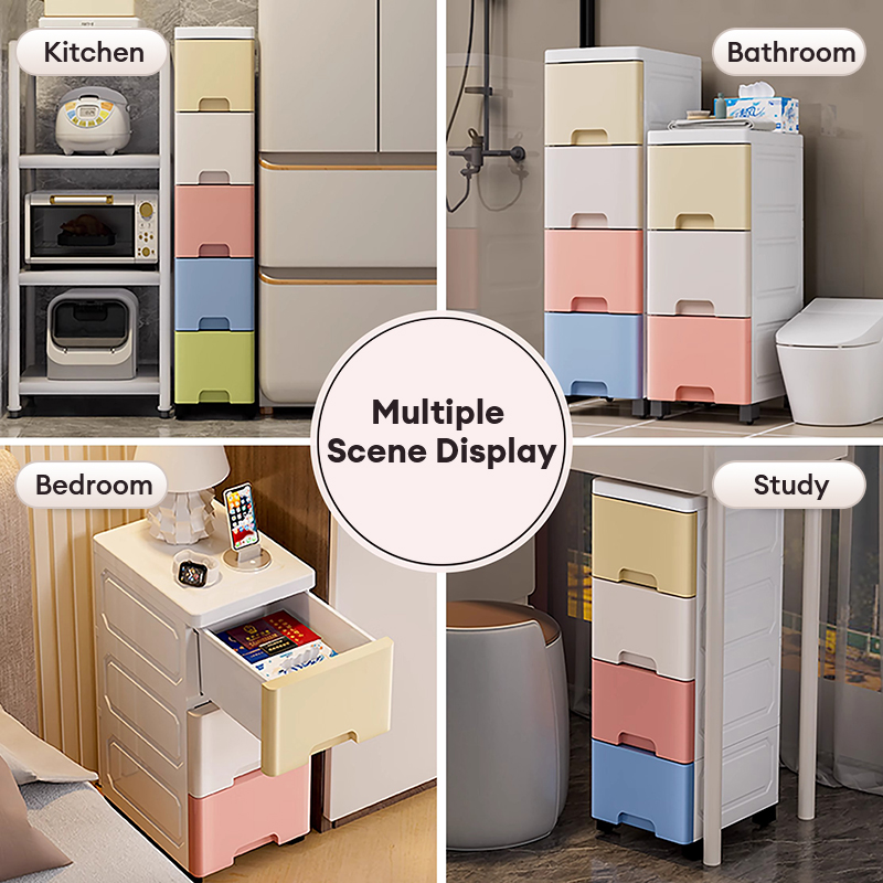 Trove 3-7 Tier Gap Plastic Storage Drawer Cabinet With Wheels Kitchen ...