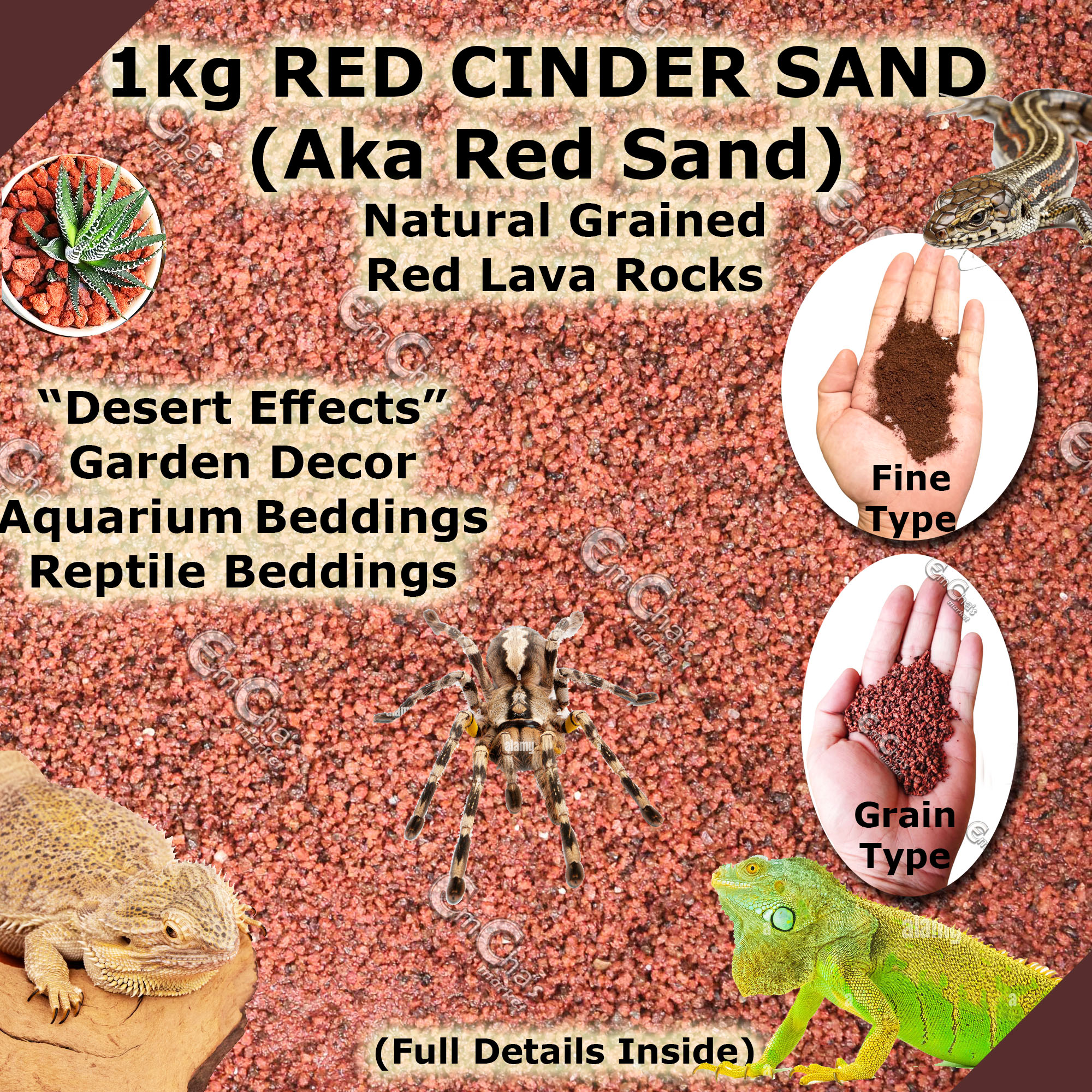 1kg JTC Red Cinder Sand LAVA SAND (Crushed Lava Rocks)(bdg)Red Volcanic ...