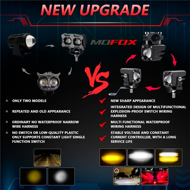 MOFOX 2Pcs M1 Laser Gun MDL Mini Driving Light Full Set 80W Hi/Lo Beam ...