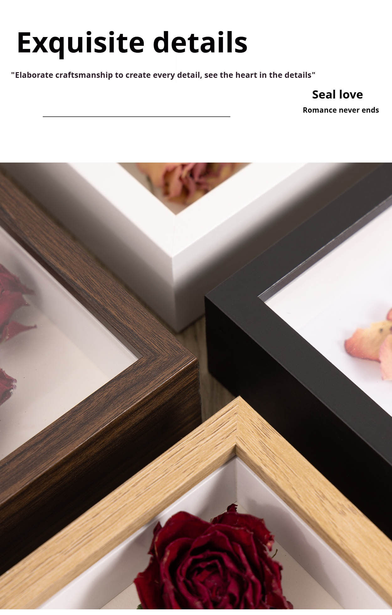 Float Frame for Dried Flowers with Lights Wood Glass Shadow Box Display ...