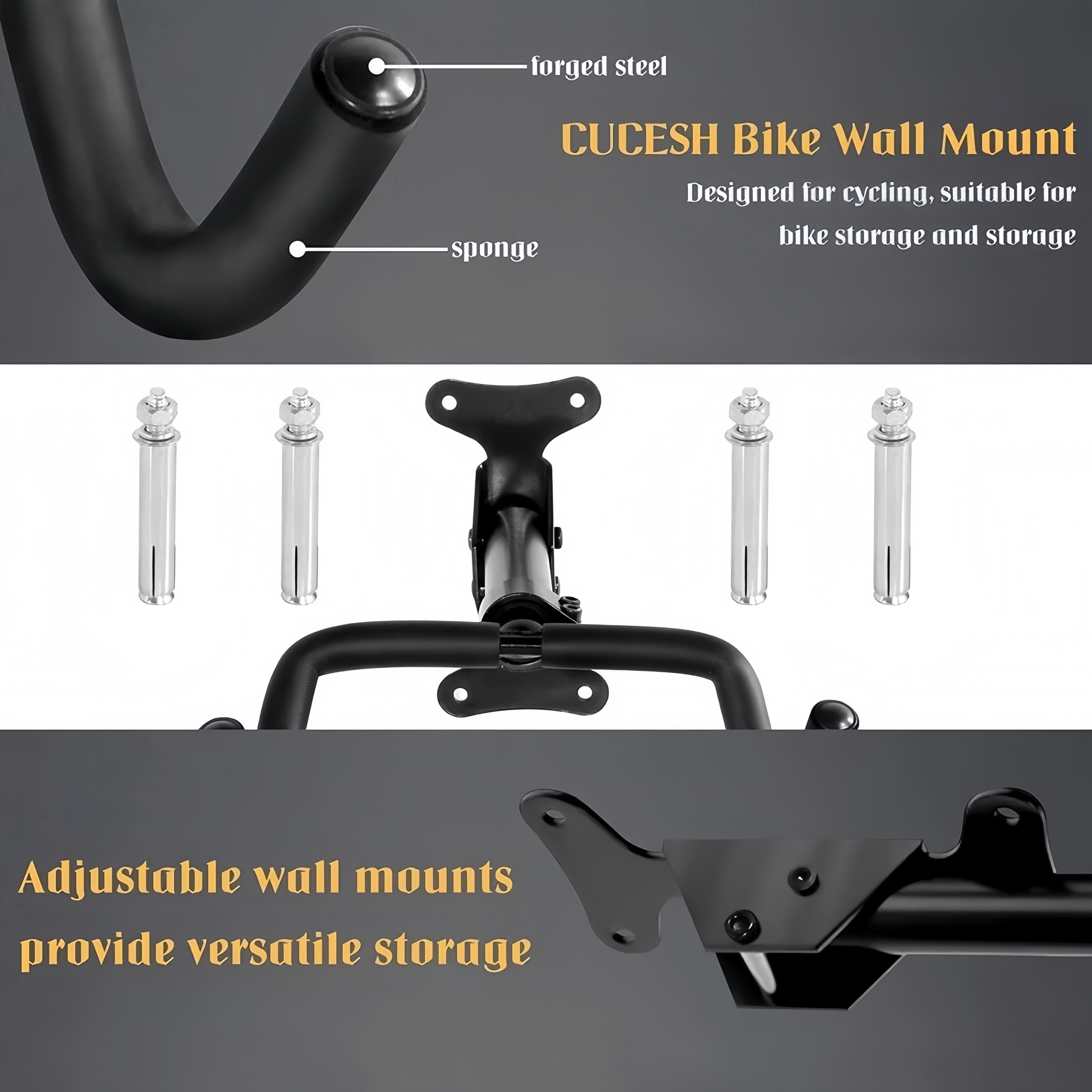 Bike Wall Mount Rack Bike Wall Hanger MTB Road Bike Hook Heavy Duty ...