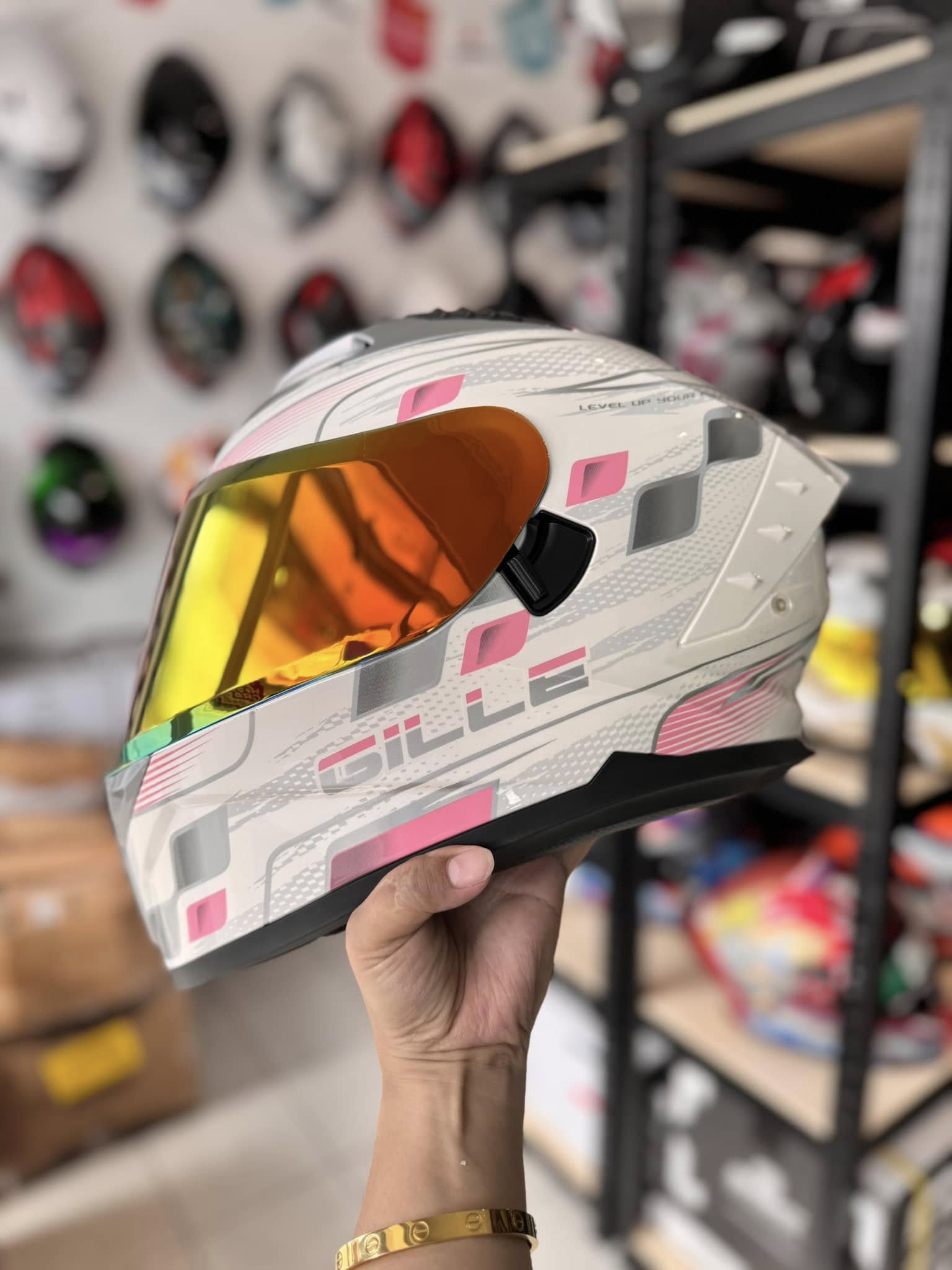 𝟭𝟬𝟬%𝗢𝗥𝗜 GILLE CIRCUIT GTS V1 Helmet Full Face Dual Visor Helmet For Men ...