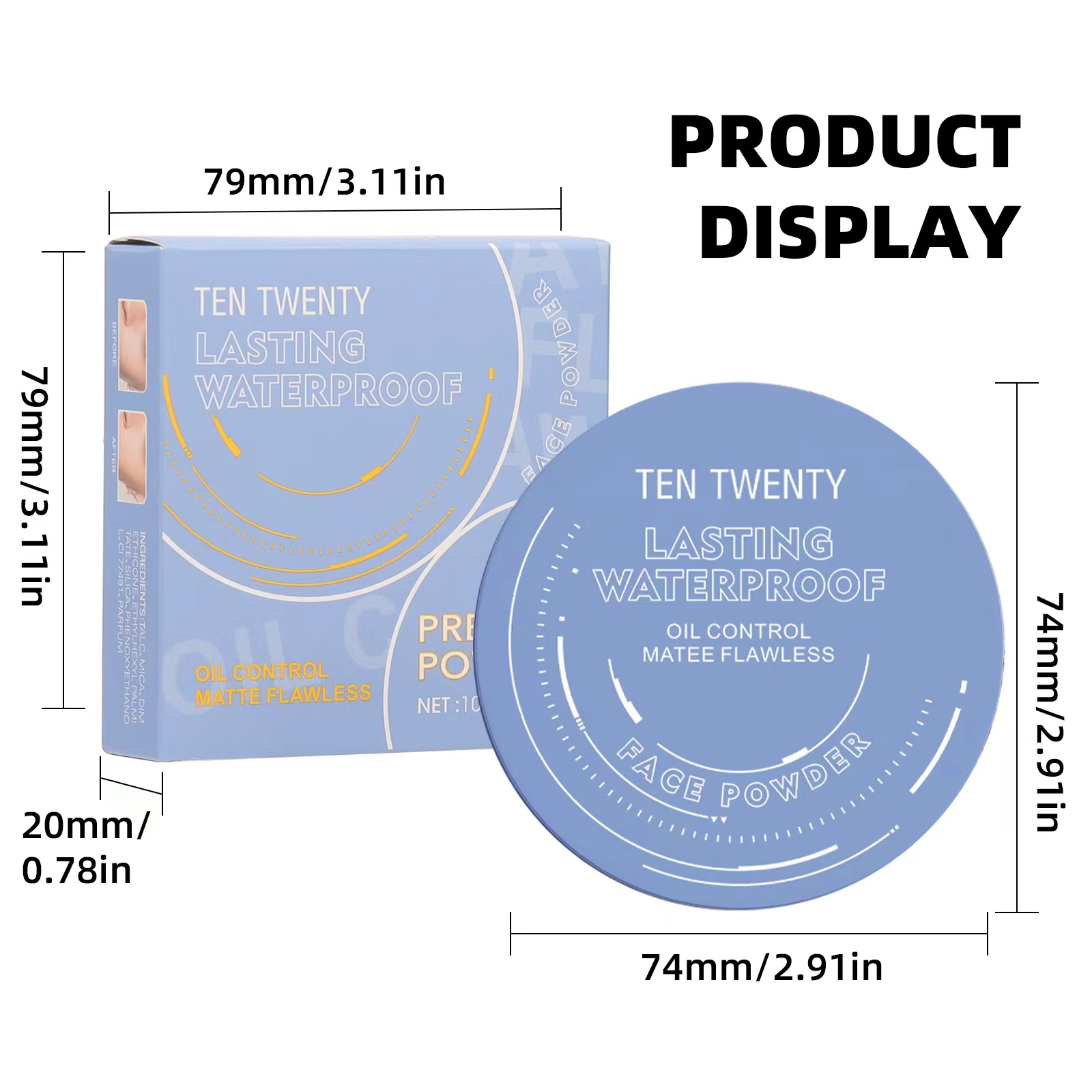 TEN TWENTY Oil Control Pressed Powder With Mirror Matte Finish Long ...