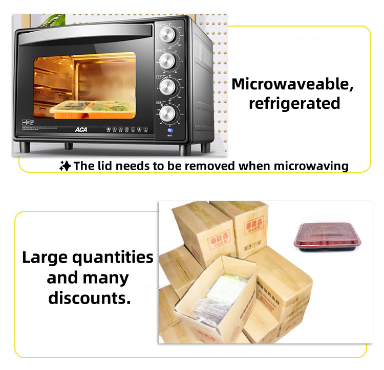 COD (25PCS) Red Bento Box With Back Cover 1/2/3/4/5 Grid Partition ...