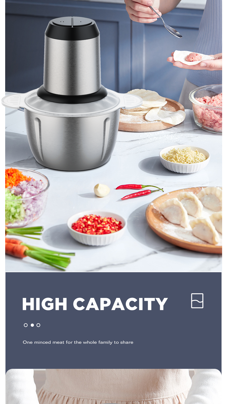 2L-5L Electric Meat Grinder Stainless Steel Chopper Blender Multifunctional Food Processor ...