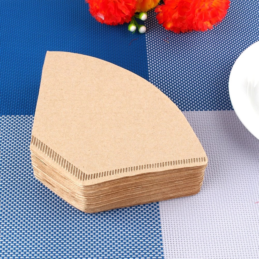 100pcs Cone Coffee Filter Natural wood pulp Espresso Machine Mocha Pot ...
