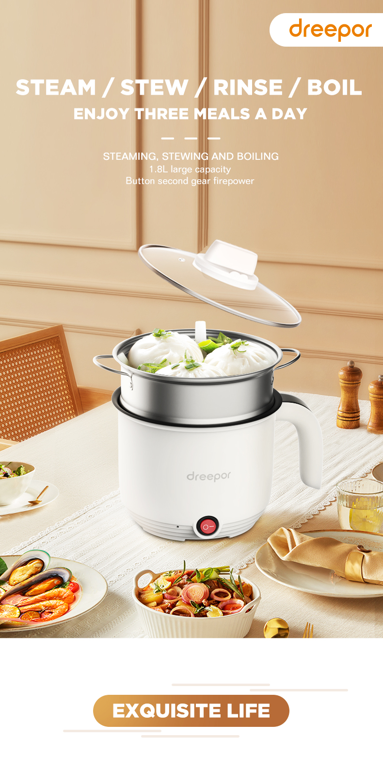 Dreepor 1.8L Mini Rice Cooker MultiFunction Electric Cooker With ...
