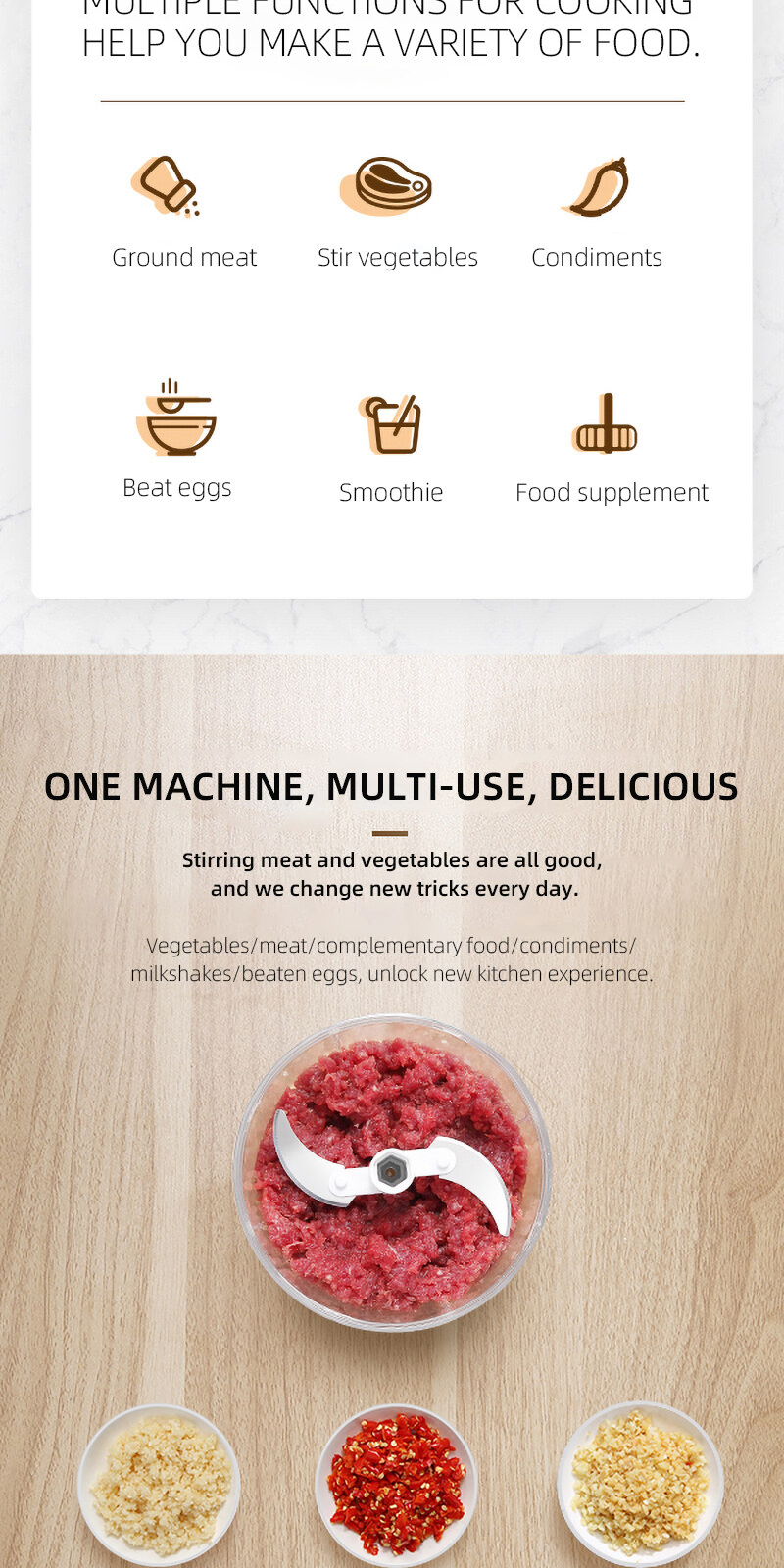 Ecoco Garlic Chopper and Onion Crusher Mini Meat Grinder Manual Food ...