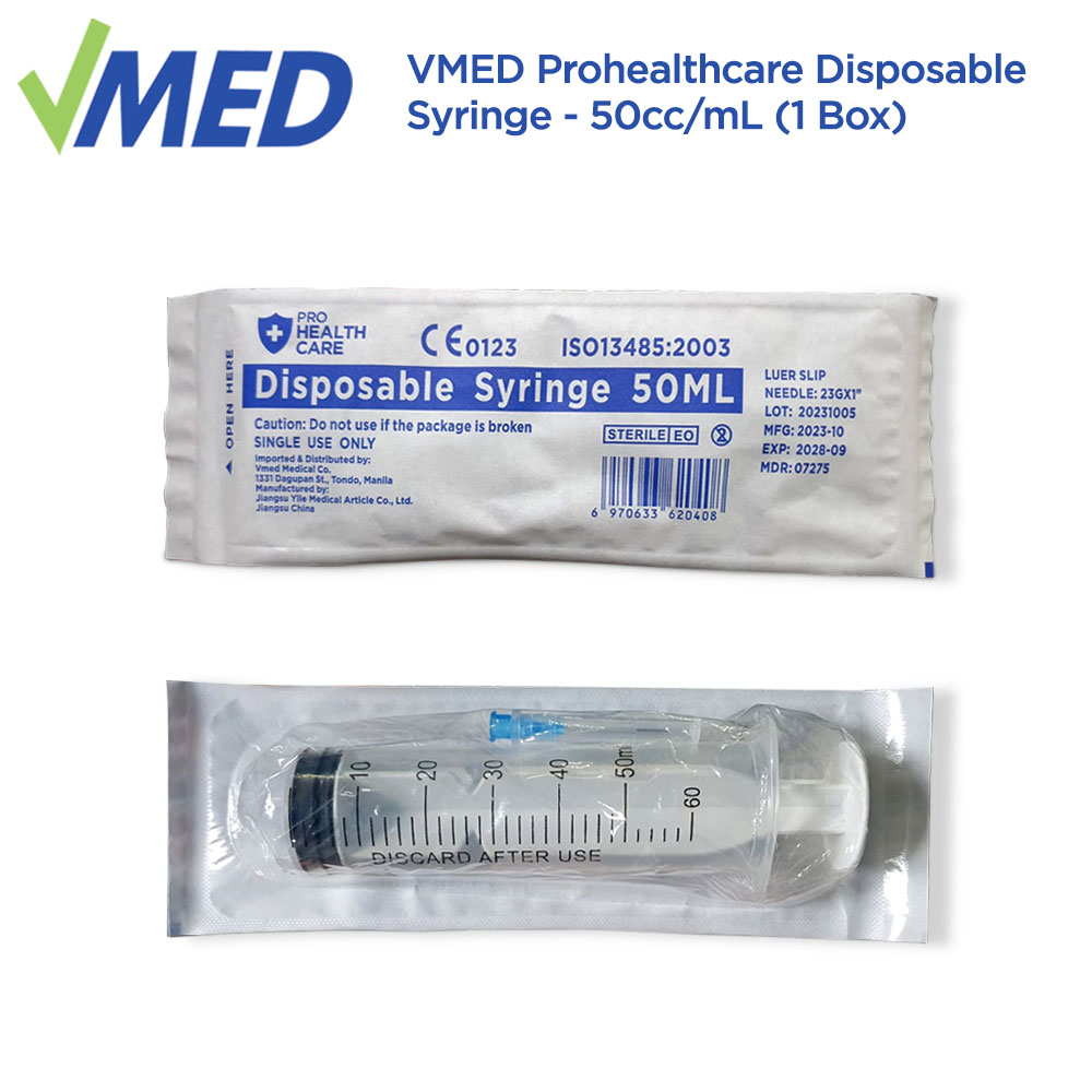 VMED Prohealthcare Disposable Syringe with Needles - 50 cc/mL (1 Box ...