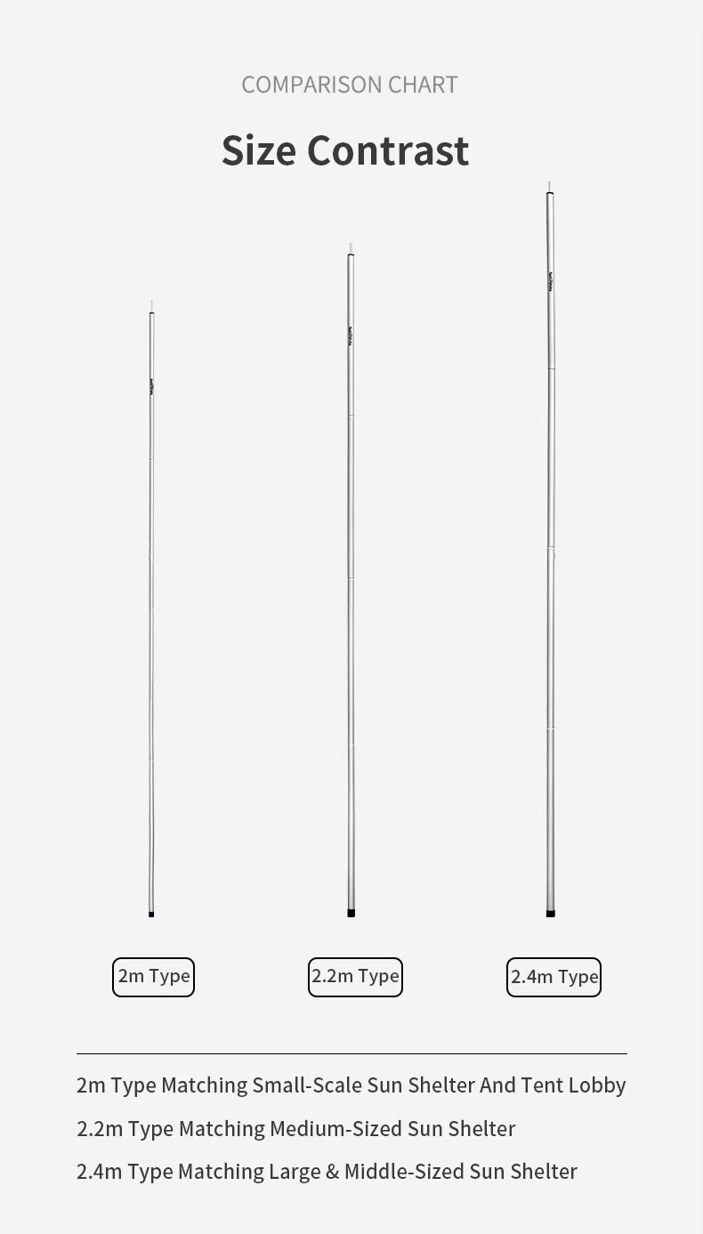 Naturehike 2PCS*2.4M Tent Pole 4 Section/PC Pole Iron Rod For Tent ...