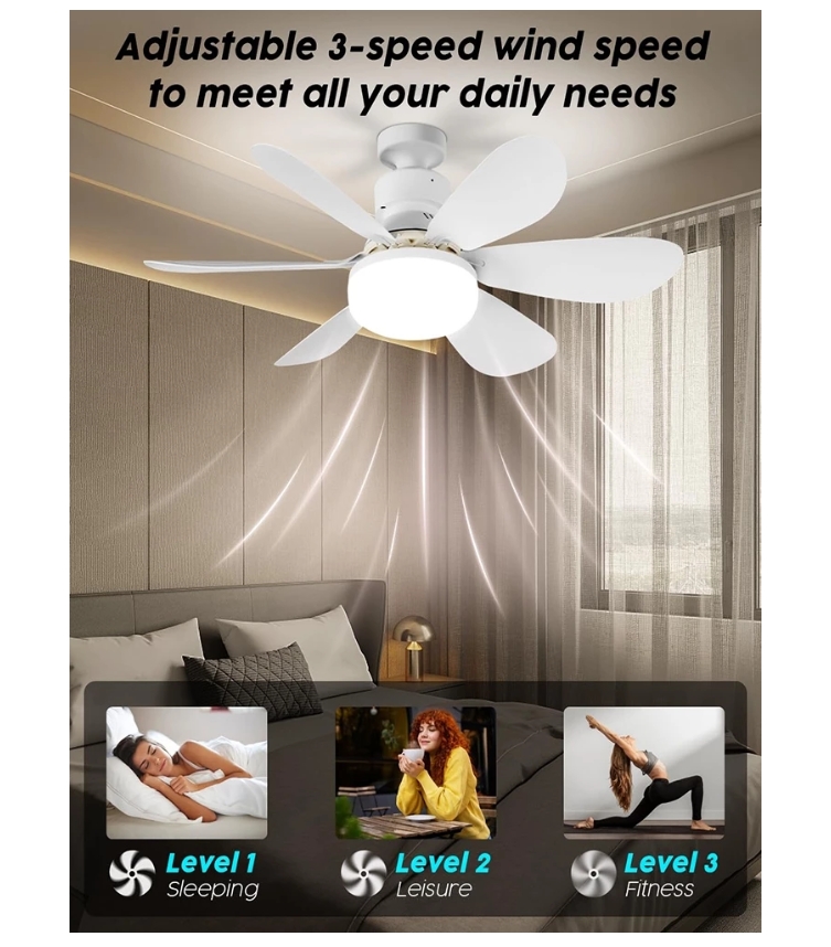 HGNE【30Years Warranty】quiet Ceiling Fan With LED Light With Remote ...