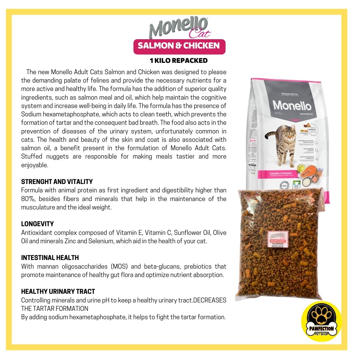 Monello Adult Cat food (Salmon & Chicken) 1 KILO PACK | Shopee Philippines