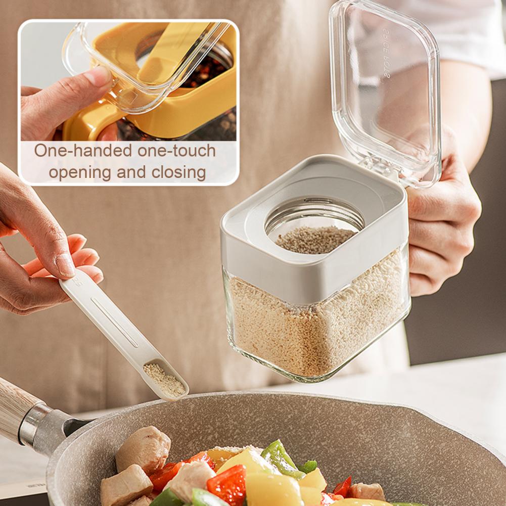 Kitchen Condiments Organizer Glass Storage Container Jar Moisture Proof ...
