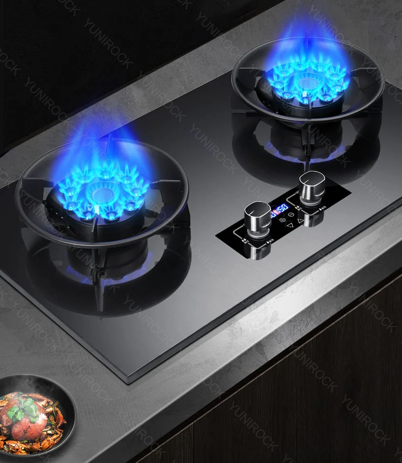 Super large tempered glass/stainless steel gas stove 9-hole safe gas ...