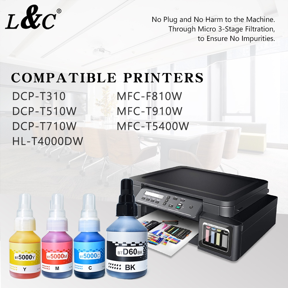 L&C Refill Ink BTD60 BT5000 BT6000 Dye Ink For Printer DCP-T420W T710W ...