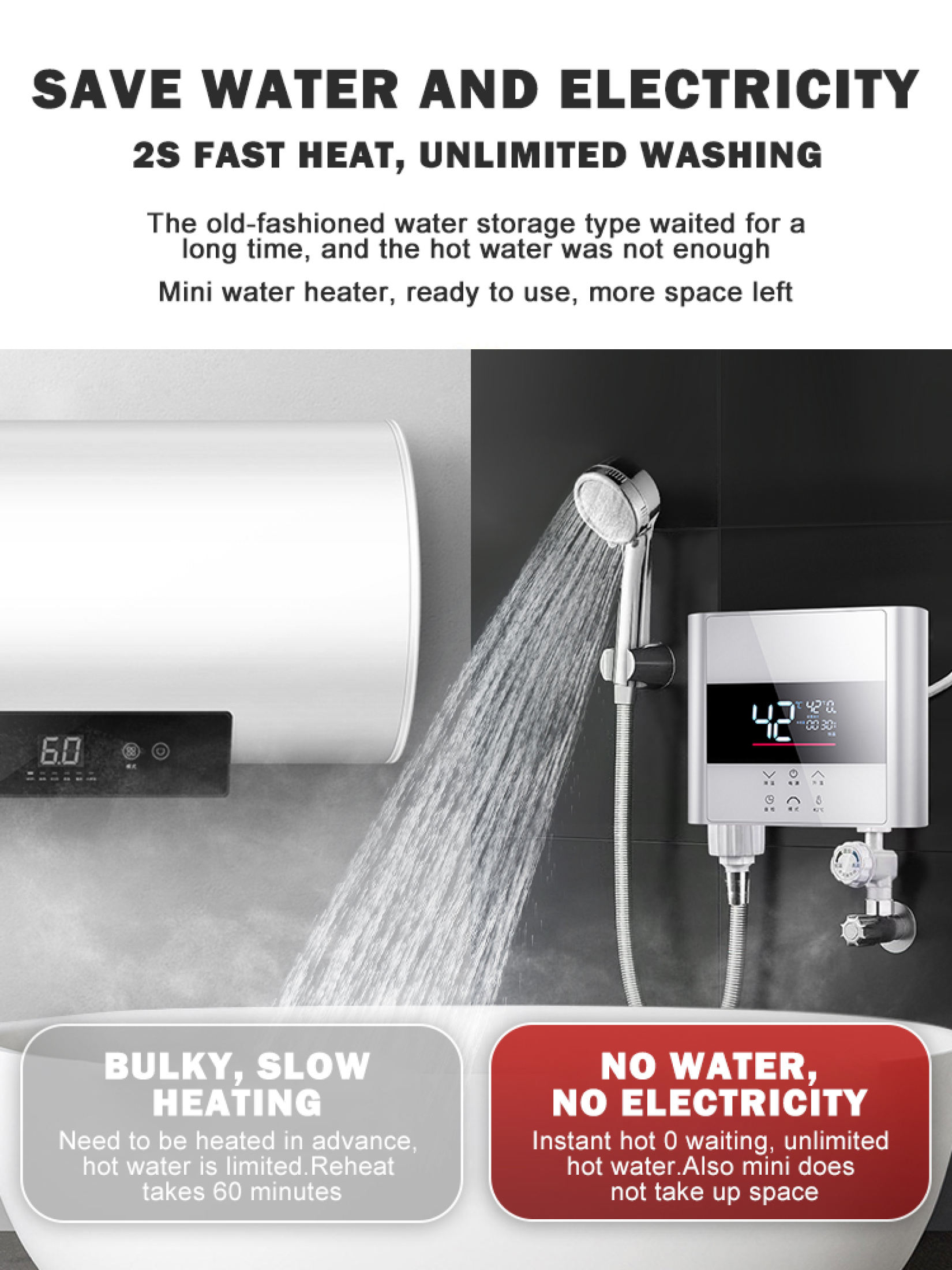 【24H Shipping】6500W Multipoint Water Heater Electric Instant Water ...