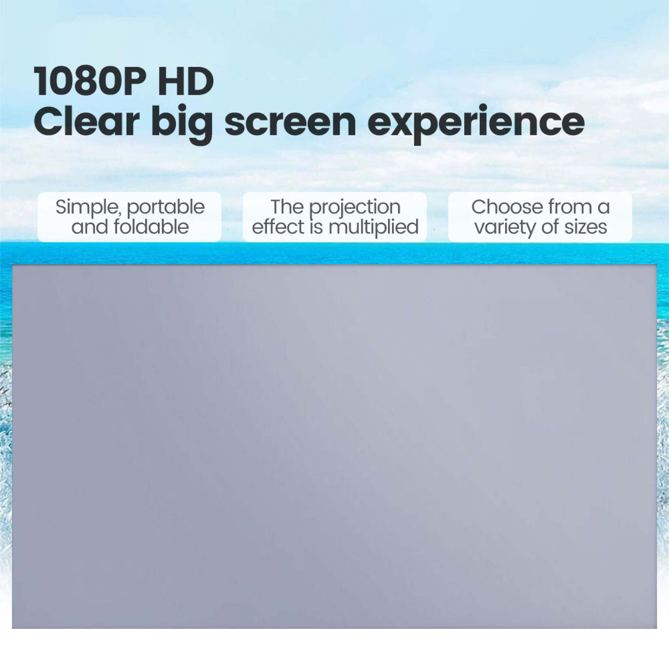 Projector Screen 120 inch Foldable Portable 16:9 HD 84 inch Movies ...