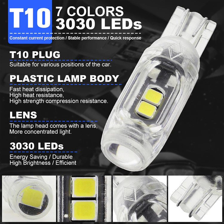 1x T10 W5W lens Led Flash Strobe Bulb 194 WY5W Flashing Interior ...