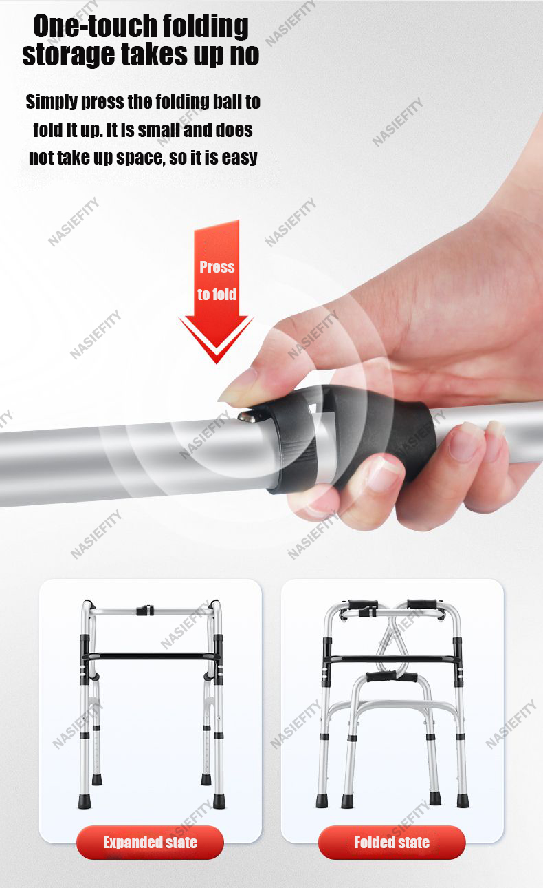 Walker for Elderly Adjustable Adult Walker 2 Wheels Seat Foldable ...