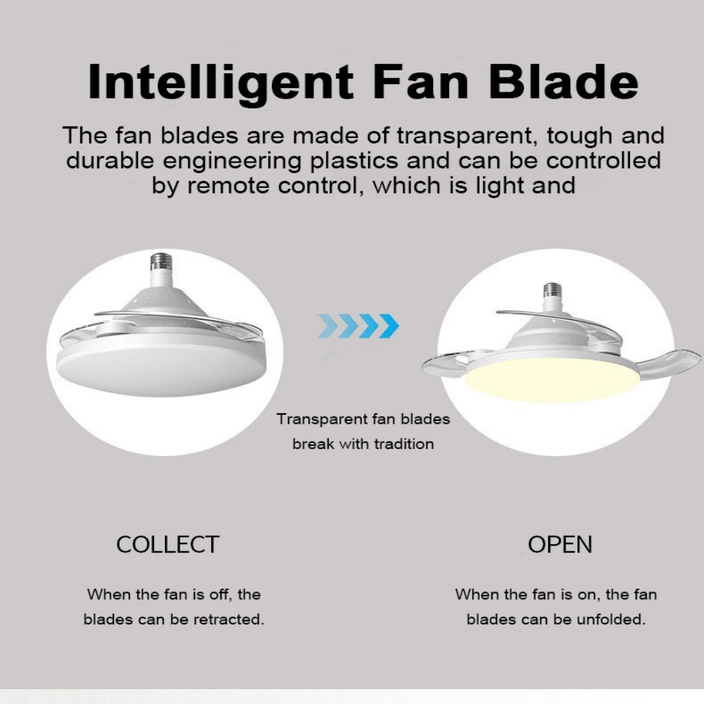 Fandis Invisible Fan Light Ceiling Fans Light E27 Base Ceiling Fan ...