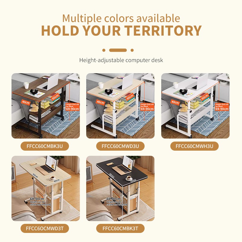 ⚡️COD⚡️Adjustable Portable Laptop Desk Mobile Bedside Table Movable ...