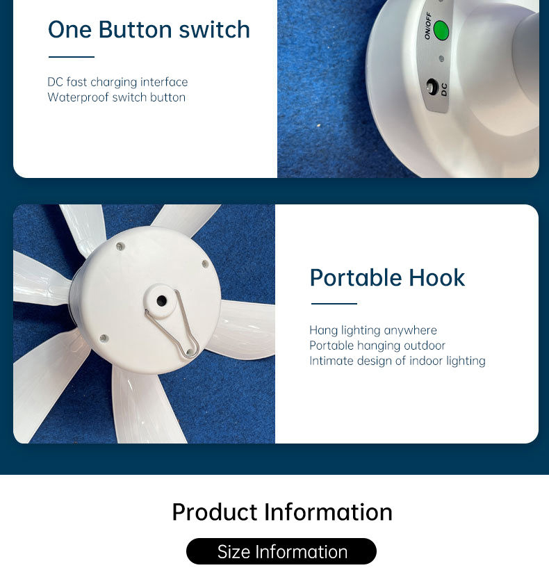 Solar Outdoor Ceiling Fan with LED Lights Remote Control Solar Fan 16 ...