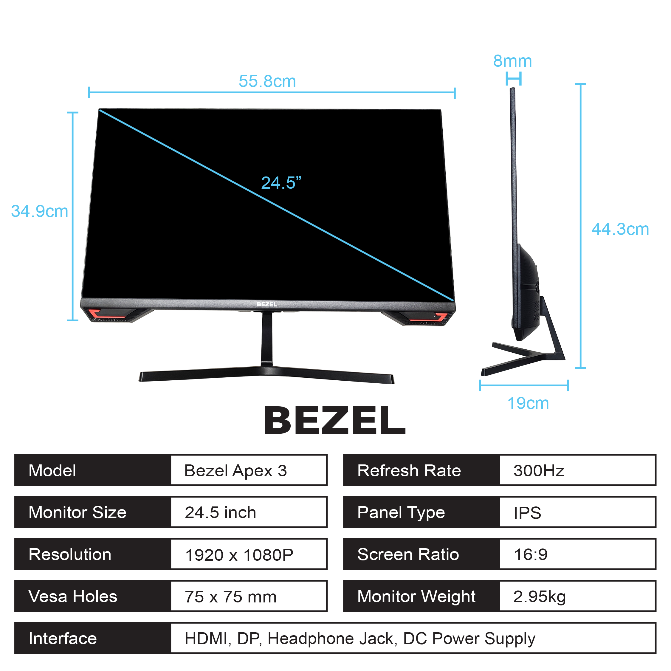 Bezel Apex 3 - 24" 300HZ FAST IPS Gaming Monitor | Shopee Philippines