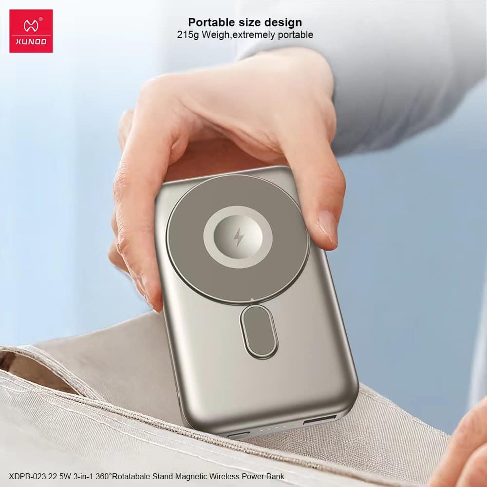XUNDD XDPB-023 3in1 360 Rotatable Stand Magnetic Wireless Power Bank 22 ...