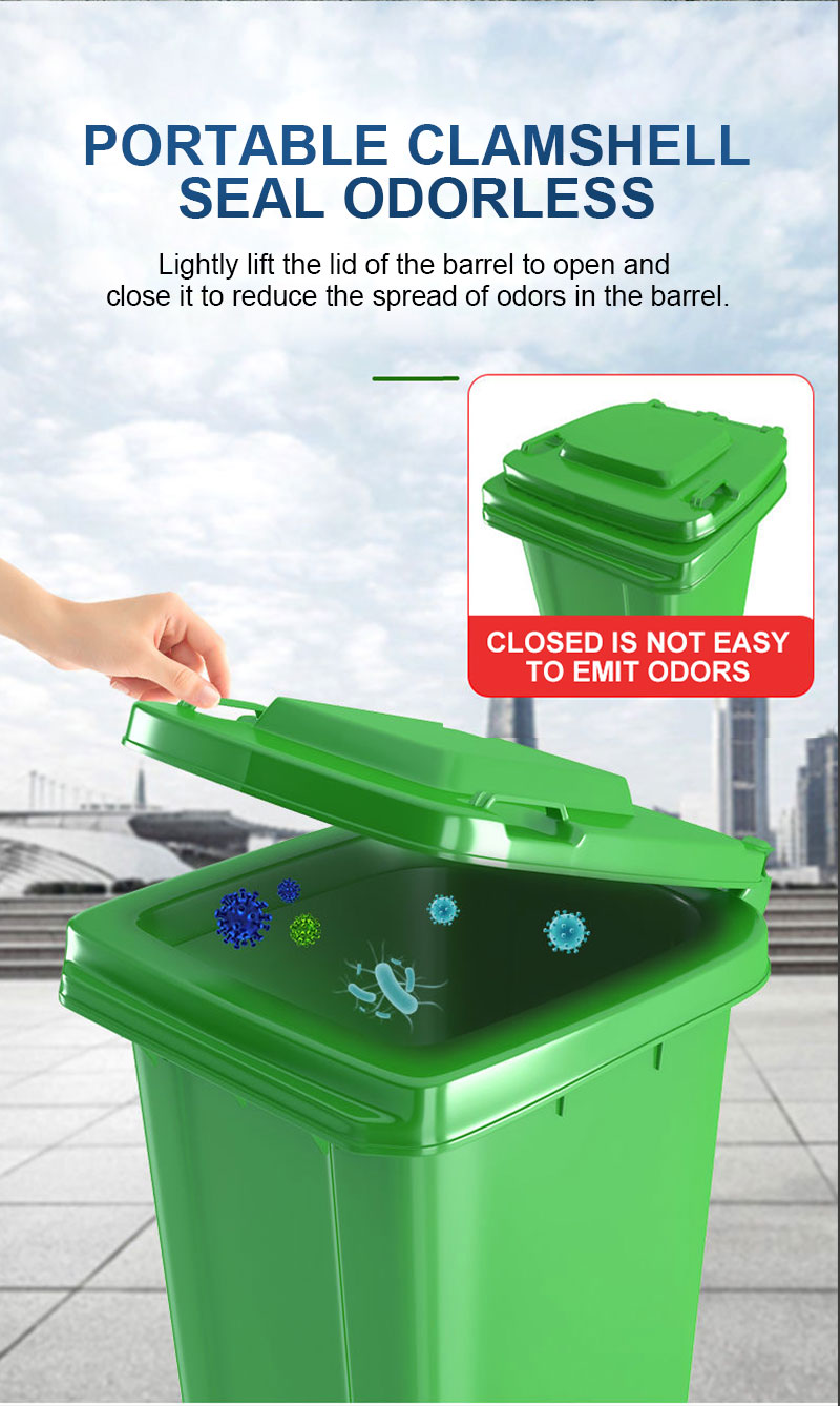 100L/120L/240L Wheeled trash cans, outdoor large trash cans with covers ...