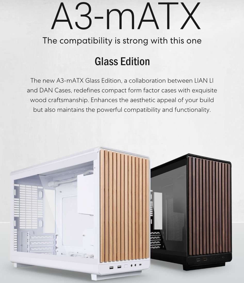 Lian Li Computer PC Case A3-mATX Wooden Front Panel Glass Side Panel ...