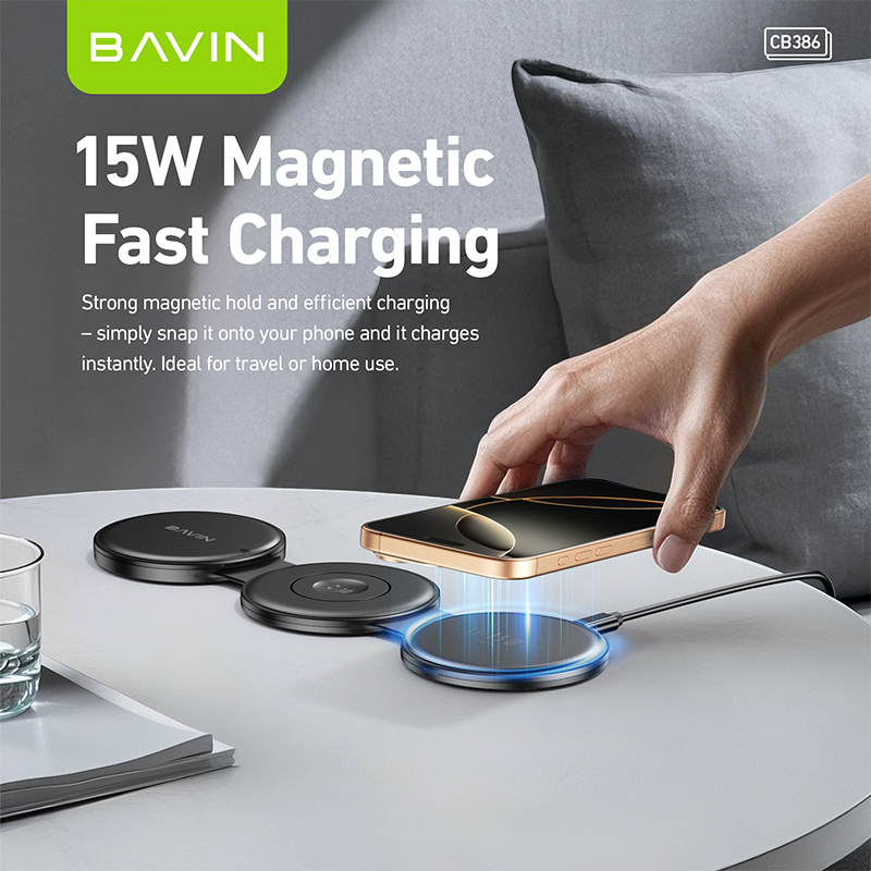 BAVIN CB386 5 in 1 Magnetic Wireless Charger Kit Travel Storage w/ USB ...
