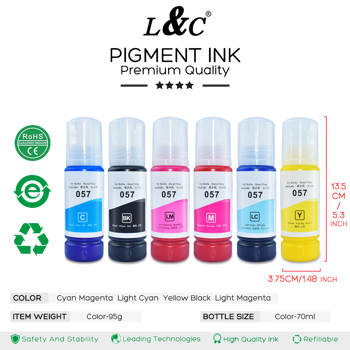 L&C 057 Dye Ink For Epson L8050 L18050 L 8050 L 18050 Printer For Epson ...