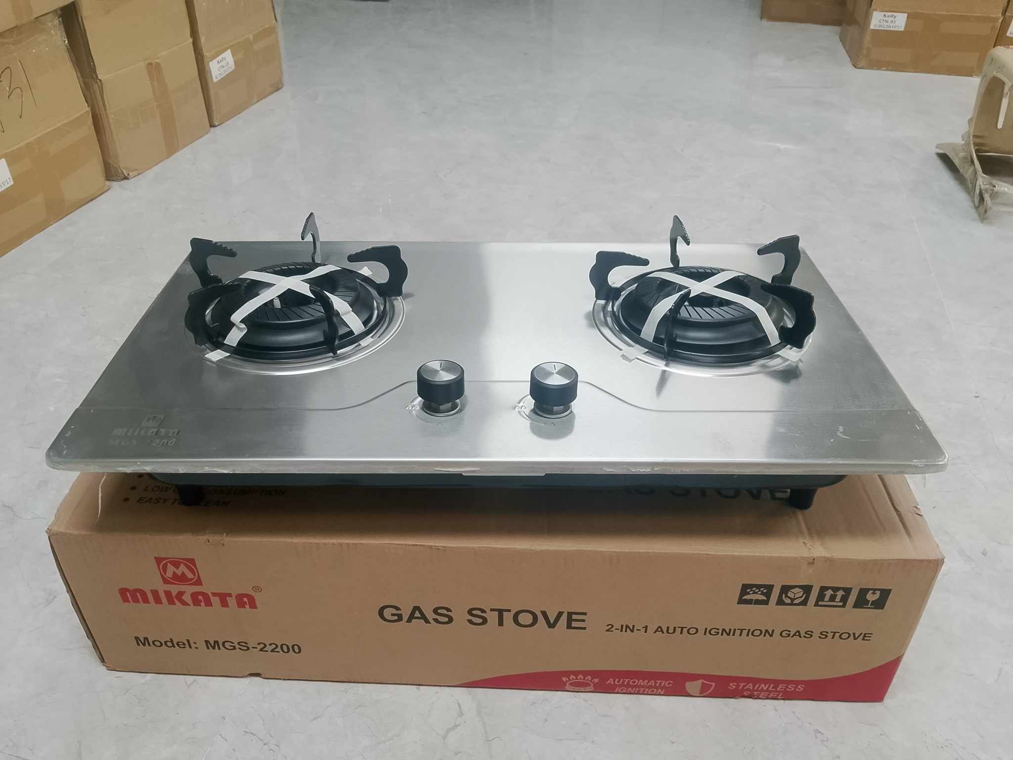 MIKATA MGS-2200 DOUBLE BURNER STAINLESS BODY COUNTER / TABLE TOP HEAVY ...