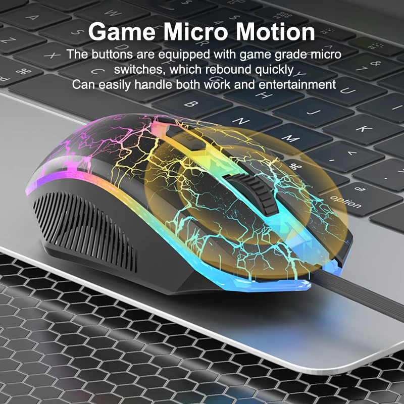 Gaming Mouse G108 USB Wired Crack Breathing Light 4-Button Three-Level ...