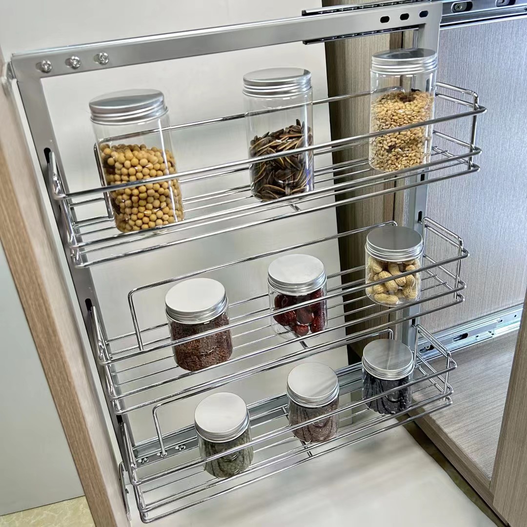 3 Layer Pull out Condiments organizers / spice racks 304 stainless ...