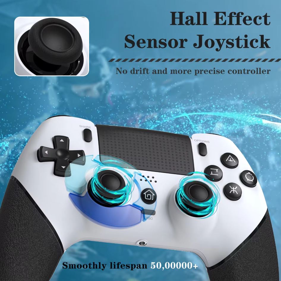T48 Wireless Bluetooth Dual Shock Controller Advanced Gaming Buttons 6-Axis Gyro Ergonomic ...