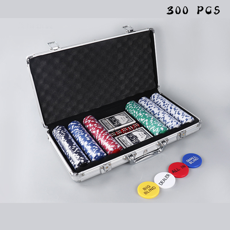 11.5 Gram Texas Hold 'em Claytec Poker Chip Set with Aluminum Case, 300/500 Striped Dice Chips ...