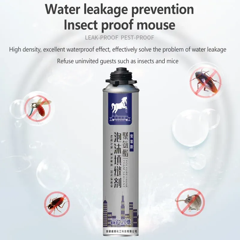 750ML Polyurethane PU Spray Expanding Foam Spray Sealant Waterproof Quick Drying Fills Cracks ...