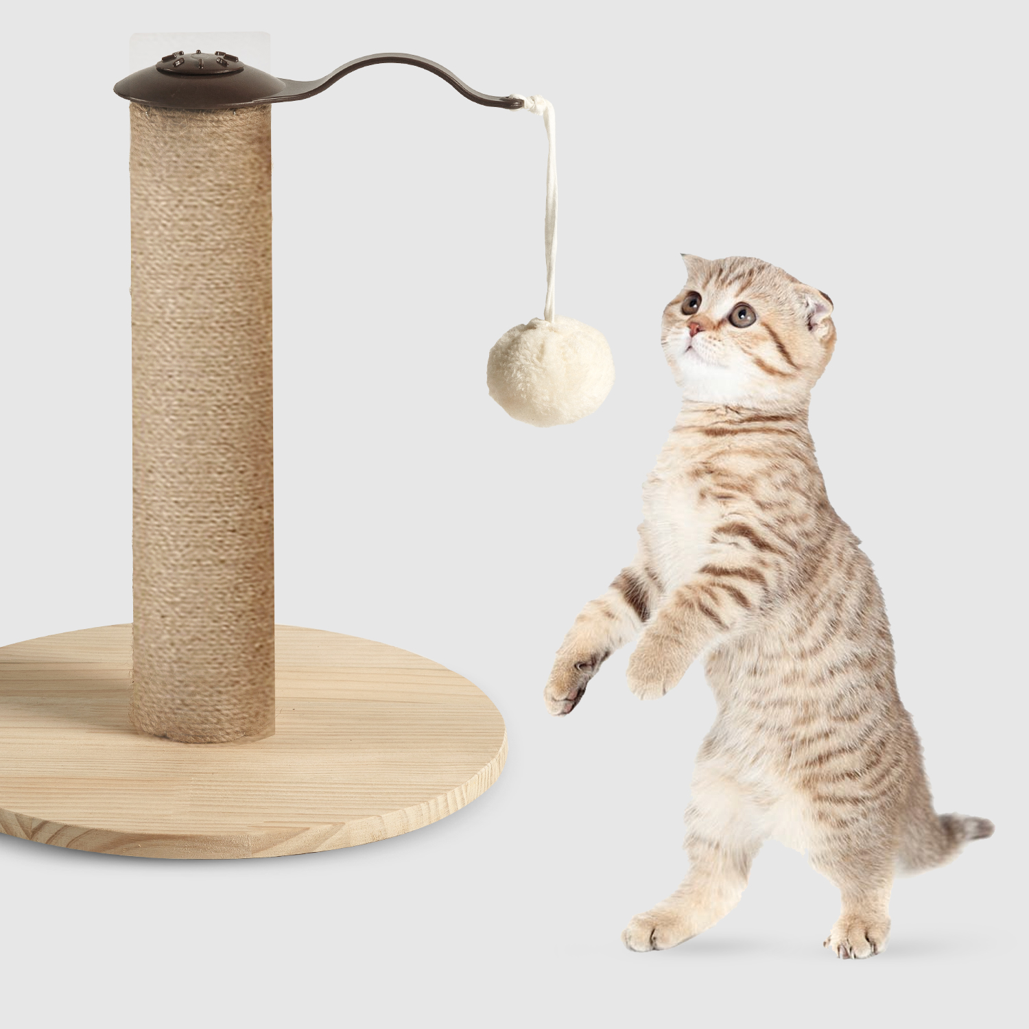 Osti Solid Wood Cat Scratching Post with Playing Pet Toy Ball Cat Tree ...