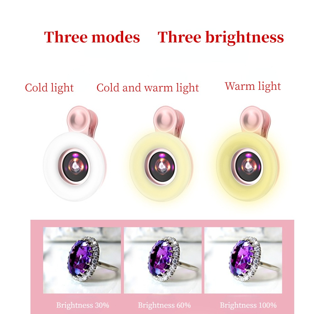 2IN1 HD Mobile Phone Lens Fill Light 15X Macro Portable Selfie LED Ring ...